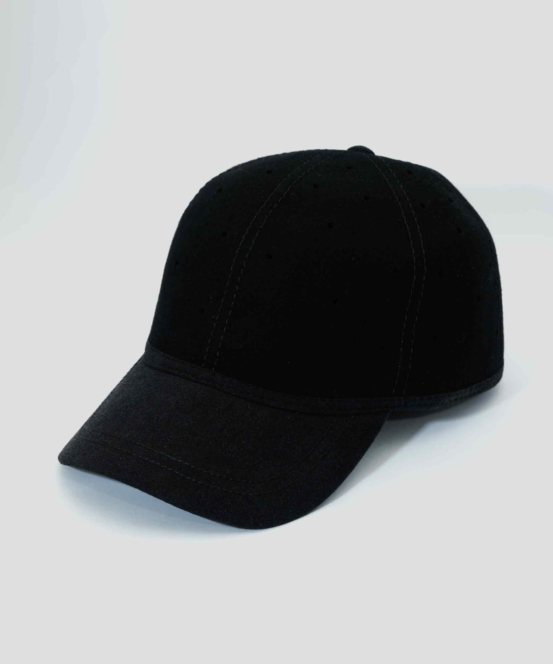 Black Wool Felt Crown Walking Cap&#